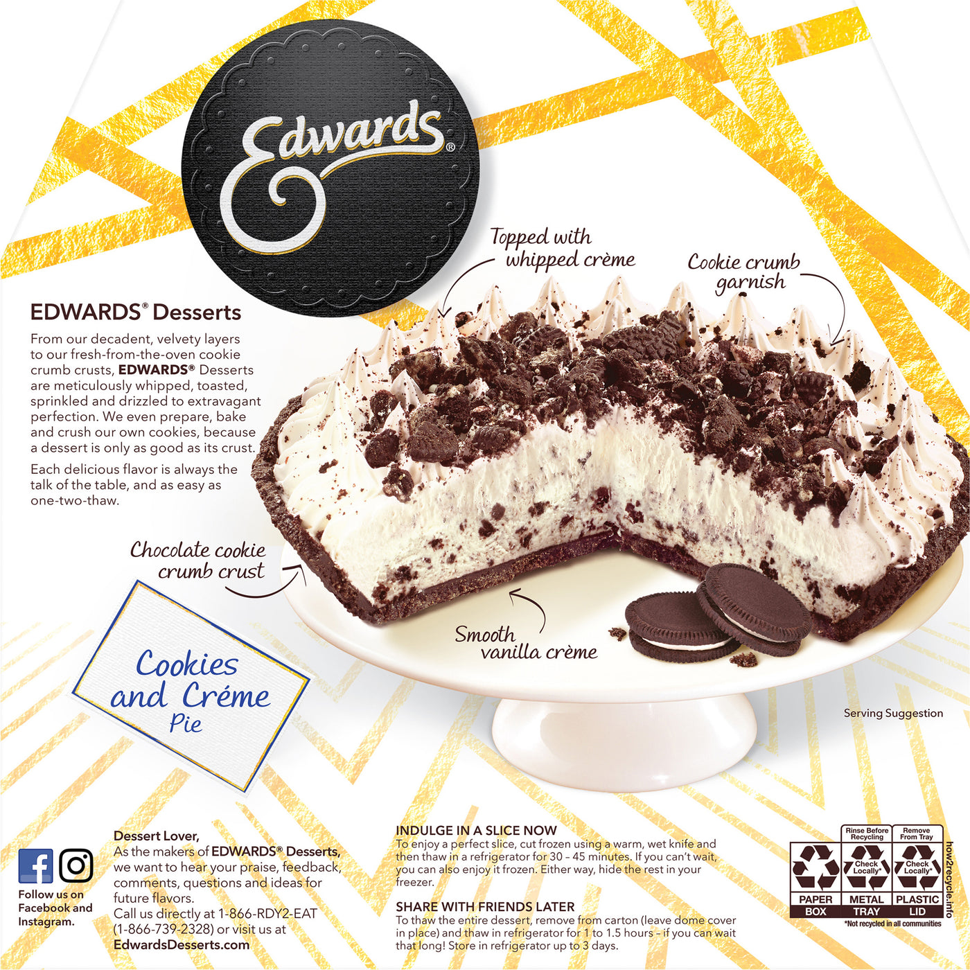 EDWARDS® Cookies and Crème Pie – Edwards Desserts