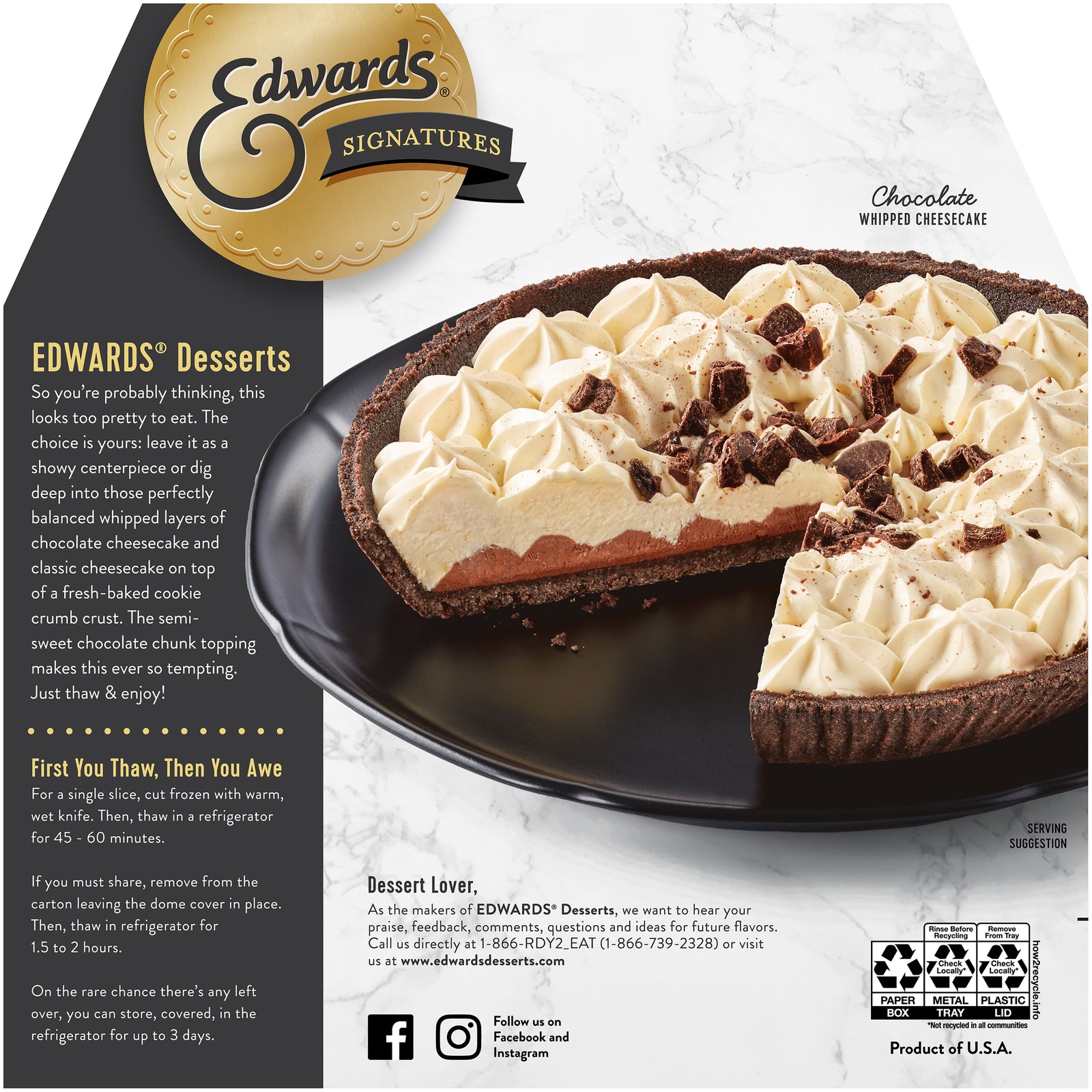 EDWARDS® Signatures Chocolate Whipped Cheesecake – Edwards Desserts
